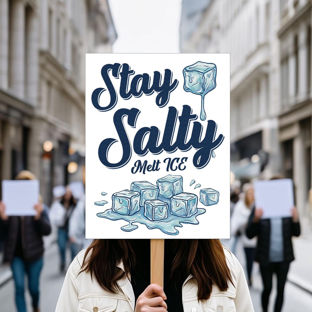 Anti ICE Stay Salty Sign, Abolish ICE Sign, No One is Illegal Garden ...