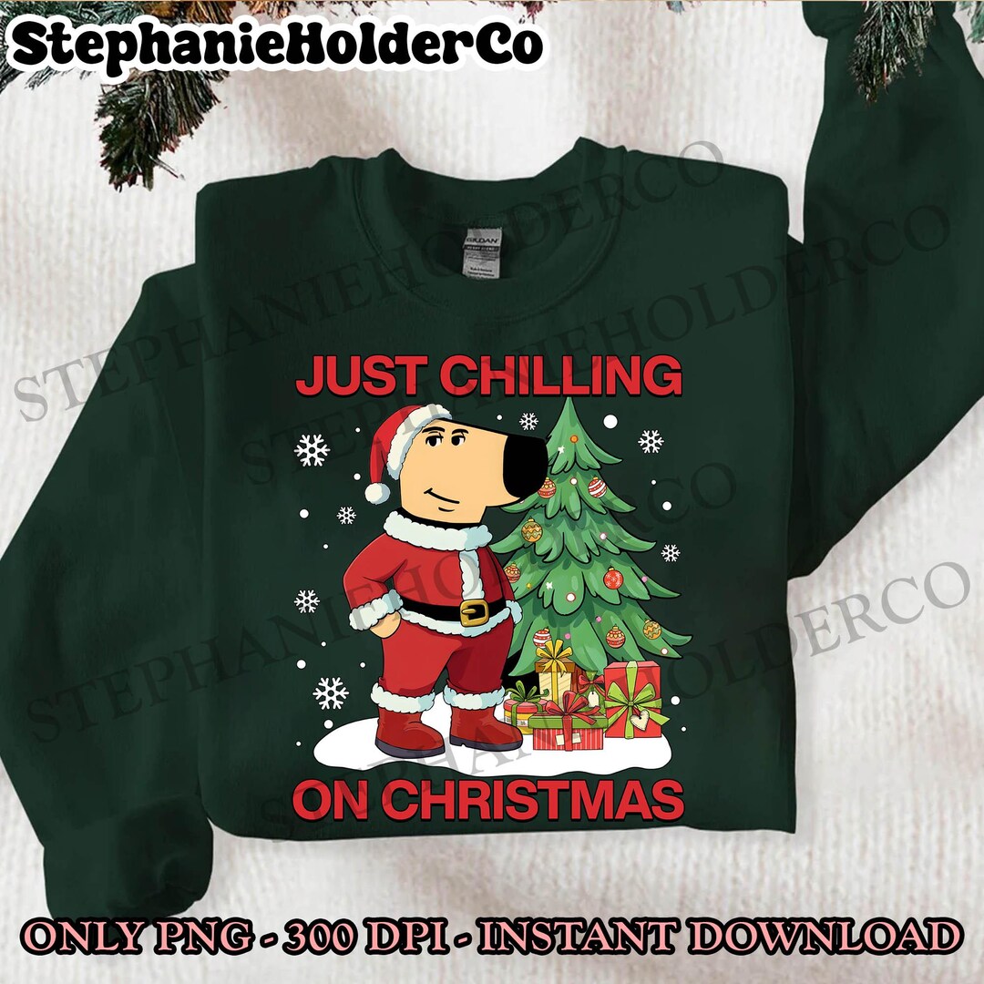 Just Chilling on Christmas Chill Guy Png, Chill Guy Christmas, Dog ...