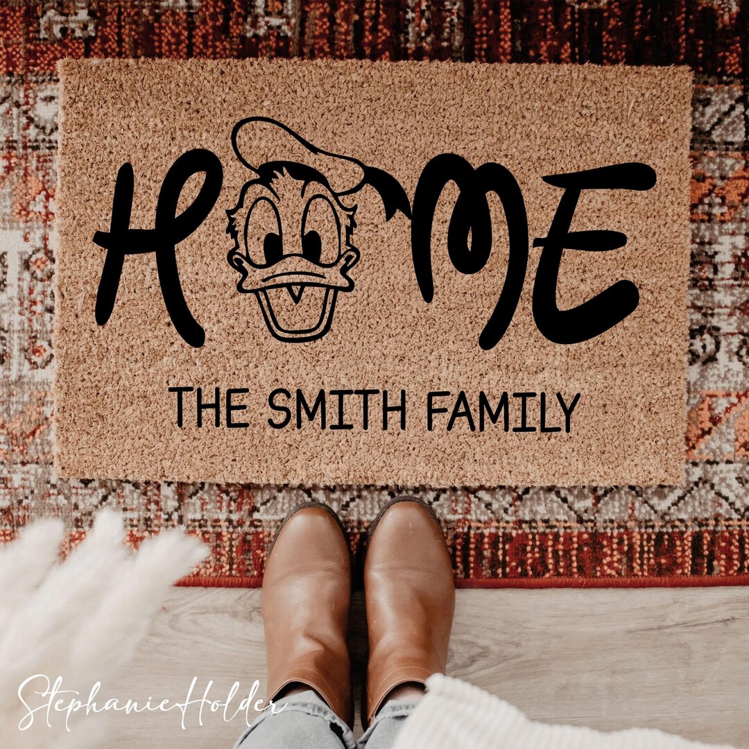 Personalized Duck Cartoon Family Doormat, Custom Family Name Welcome ...