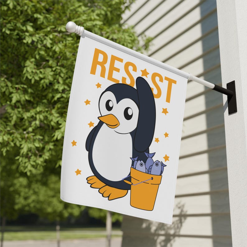 Penguins Against Tariffs Flag, Anti Trump Tariff Protest Banner, Anti ...