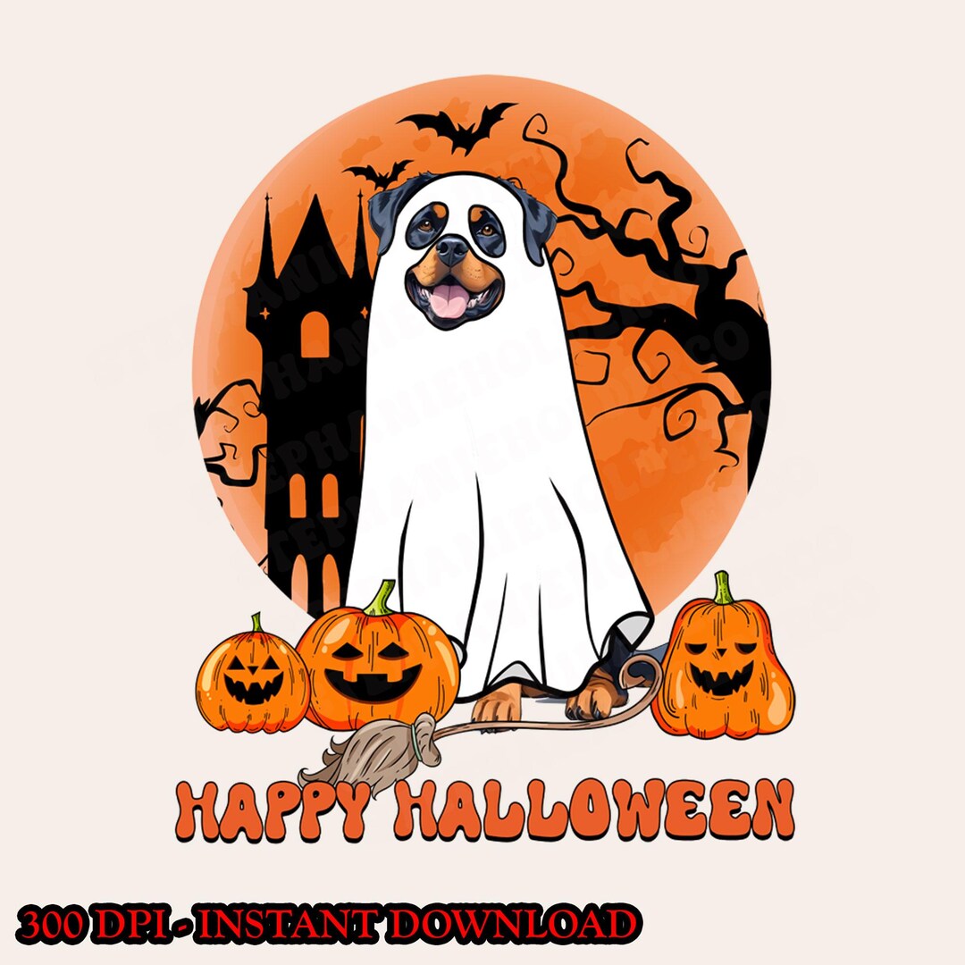 Rottweiler Spooky Dog Halloween Png, Halloween Ghost Dog Png, Halloween ...