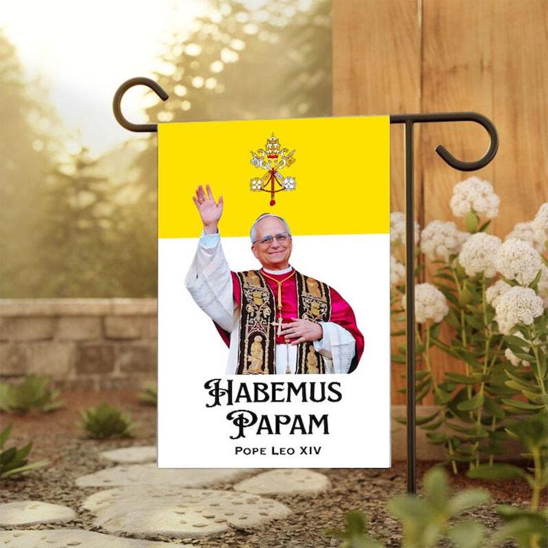 Pope Leo XIV Flag, Habemus Papam Catholic Garden Flag Gift, New Pope ...