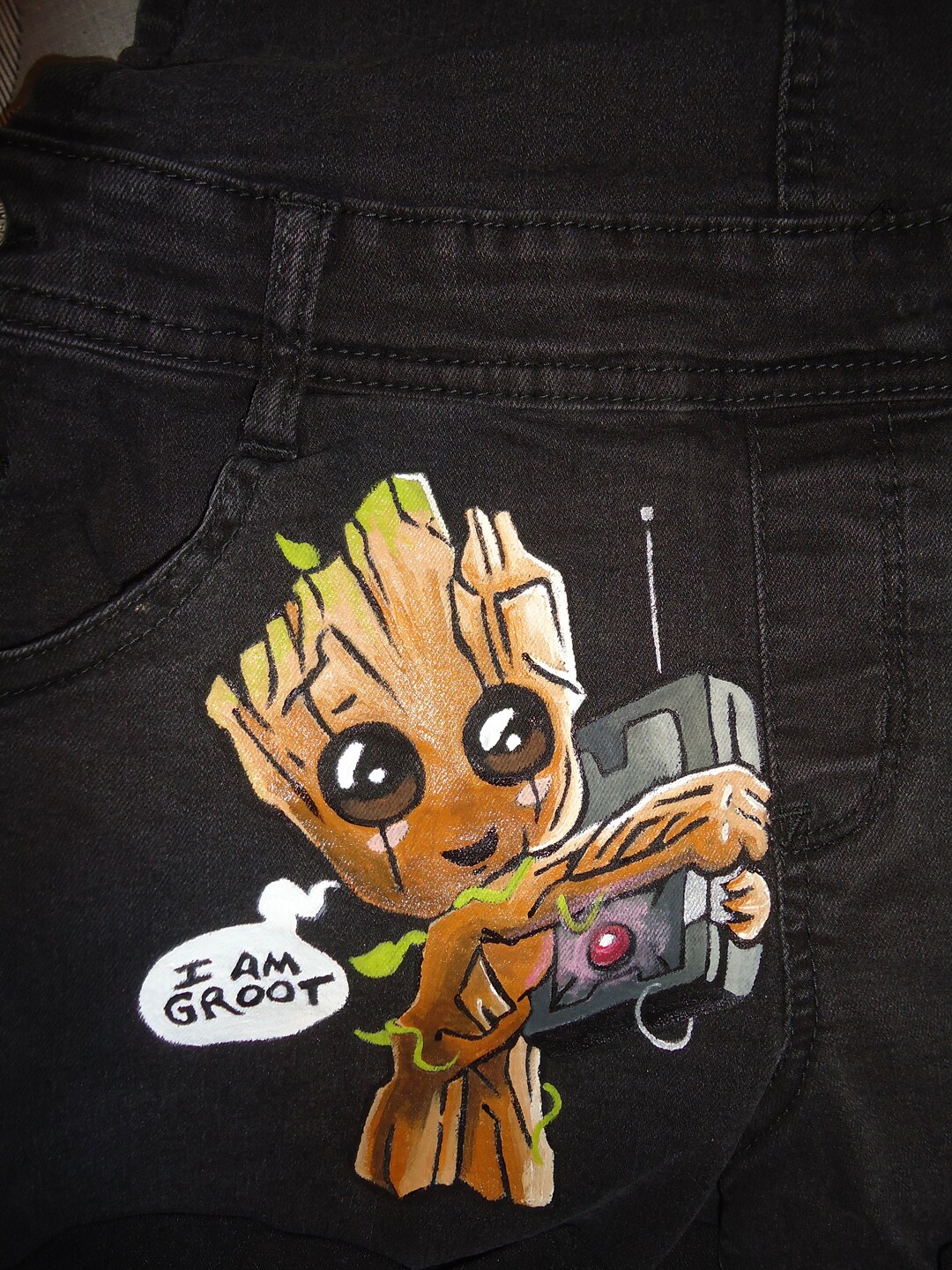 Hand Painted Groot Overalls - Medium - Etsy