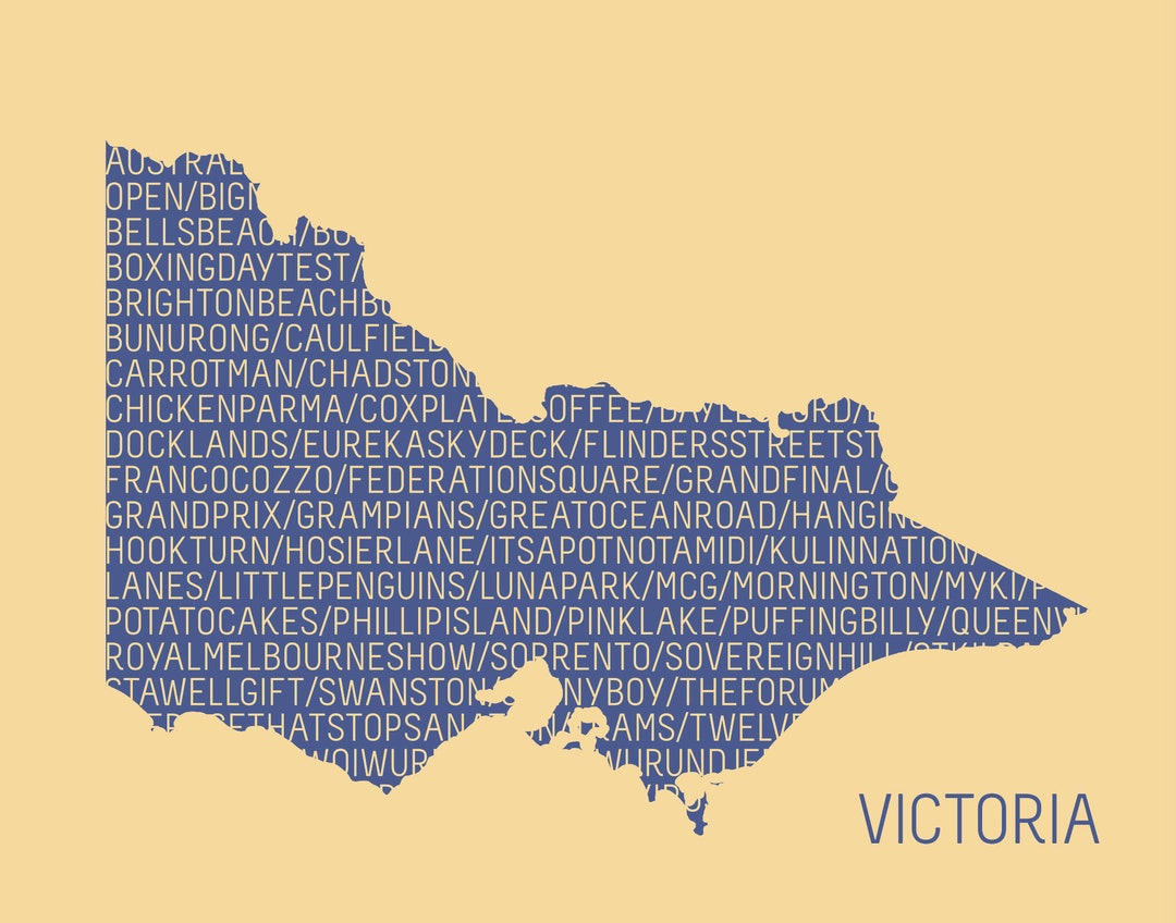 Victoria Map Art (cobalt/sand) - Downloadable - Etsy