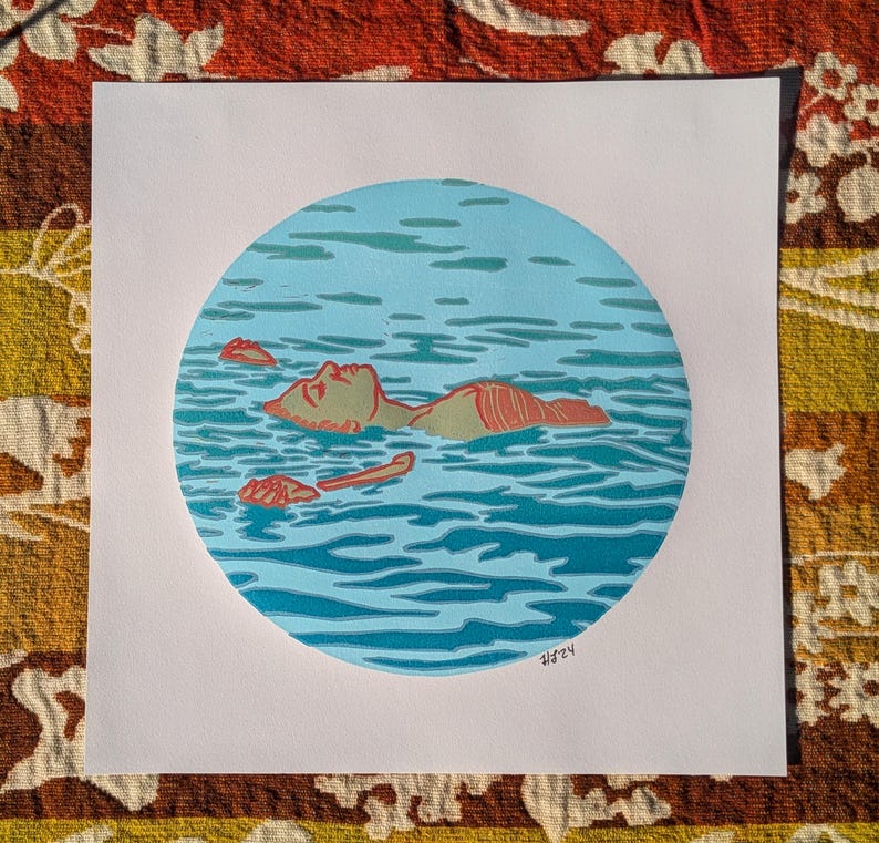 Float Linocut Print - Etsy