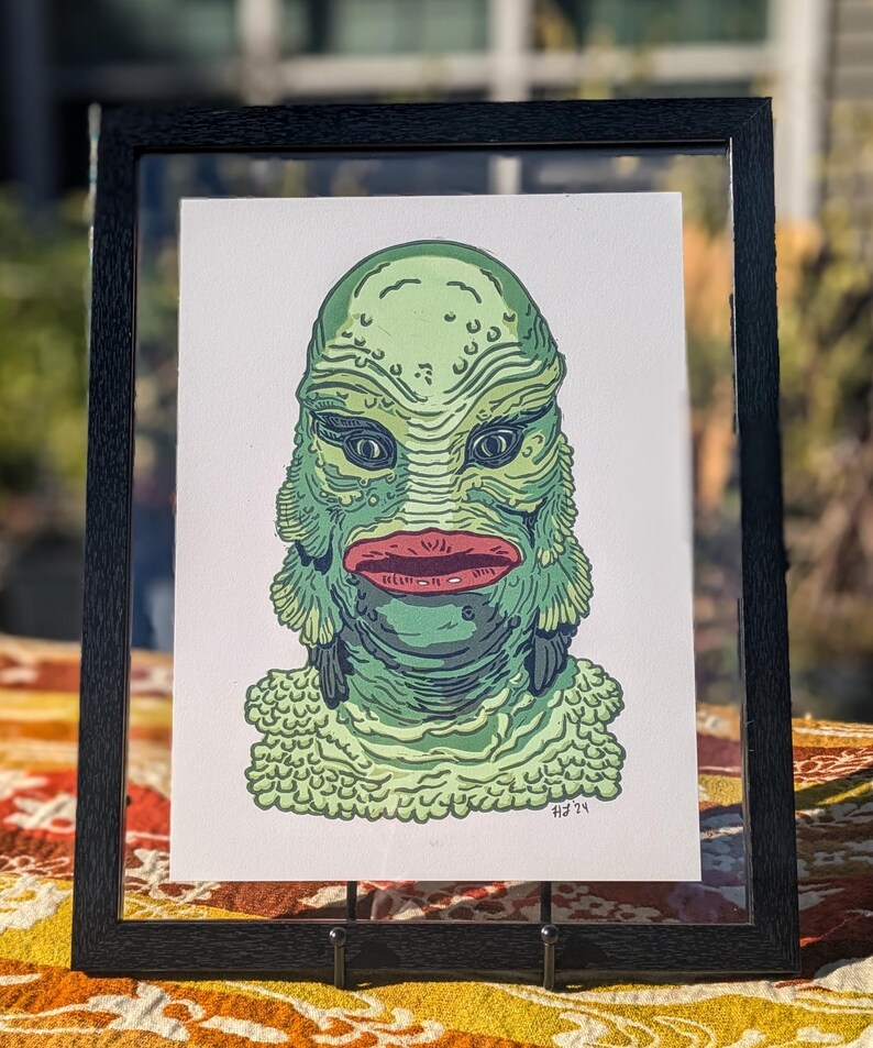 Creature From the Black Lagoon Linocut Print - Etsy