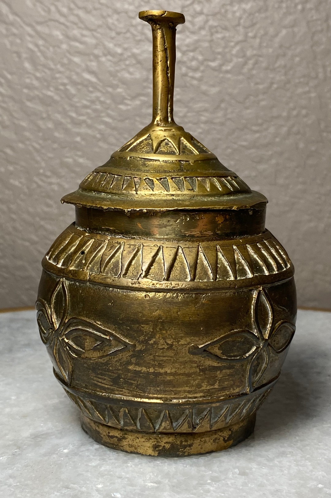 Gadur Brass Jar With Floral Geometric Designs - Etsy