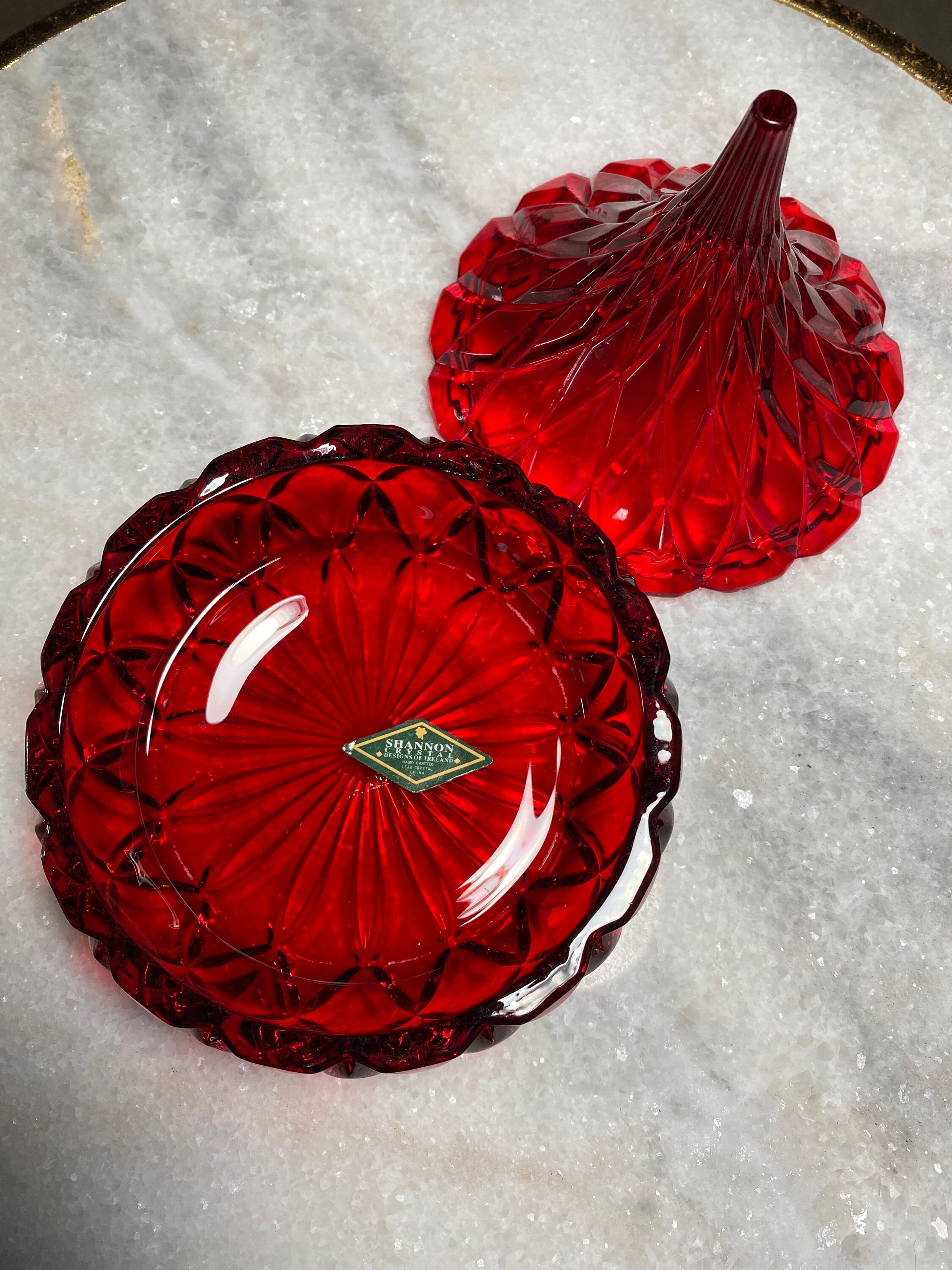 Shannon Crystal Ruby Red Covered Candy Dish - Etsy