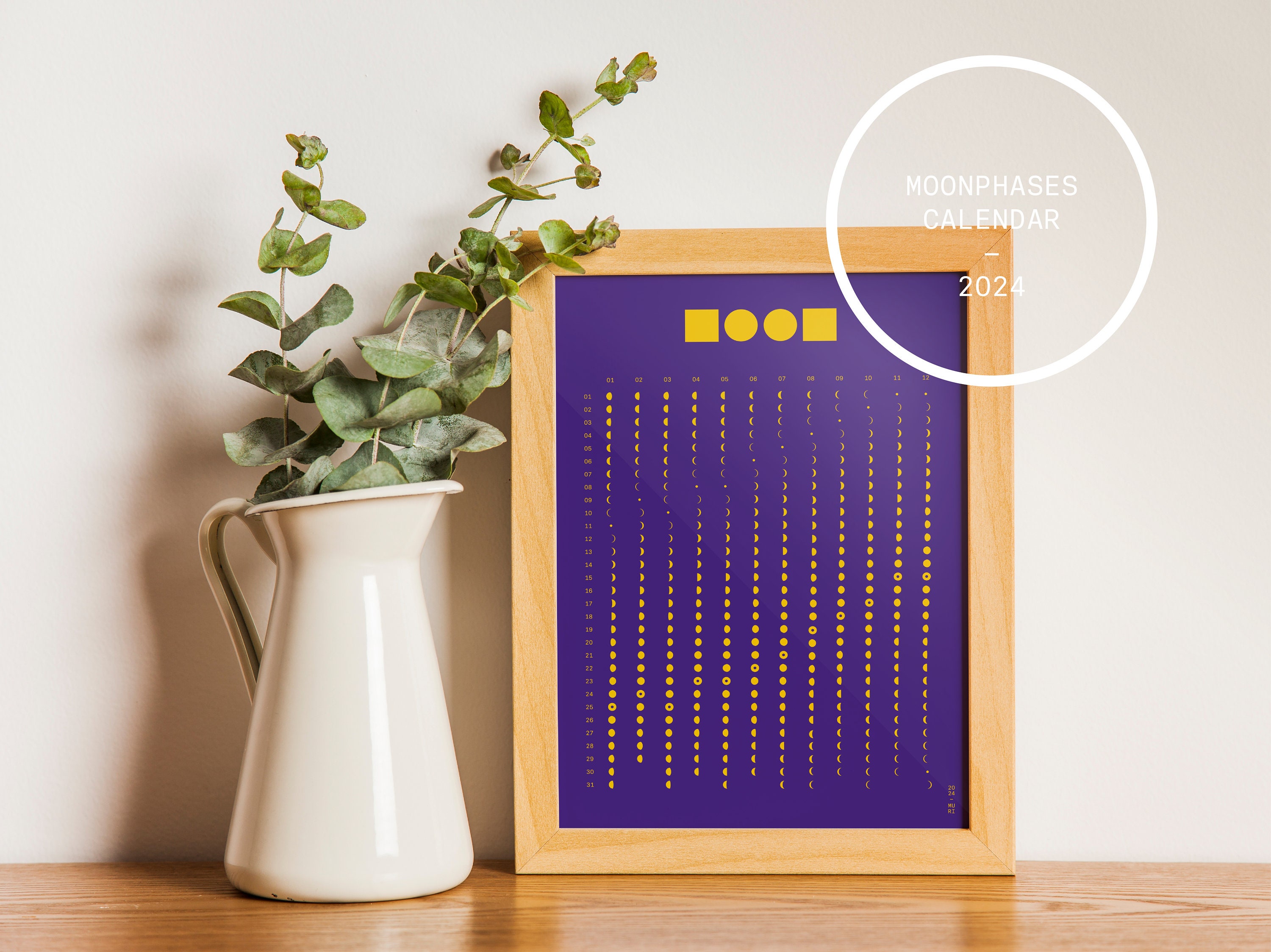 MOON Moon Phases Poster 2024 Lunar Calendar in DIN A4 Format Pop Purple ...
