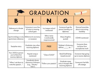 4 Graduation Bingo Cards for College Graduation Ceremonies - A Fun Game ...