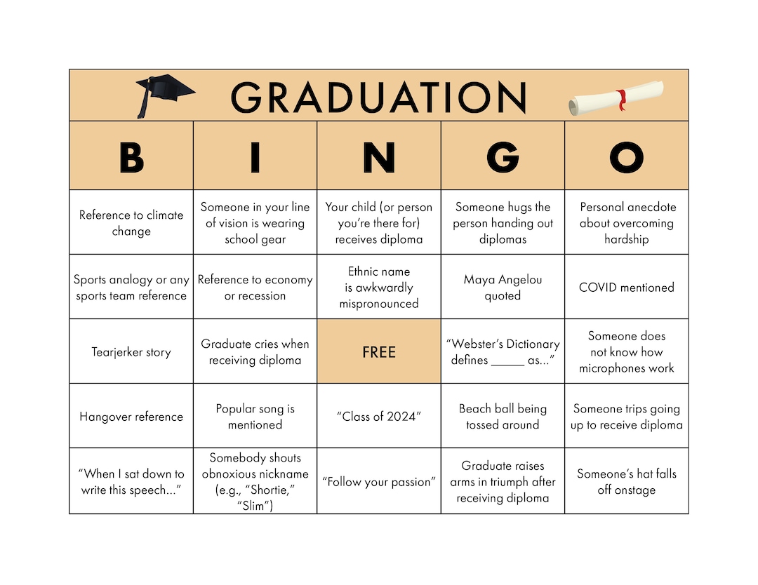 8 Graduation Bingo Cards for College Graduation Ceremonies - A Fun Game ...