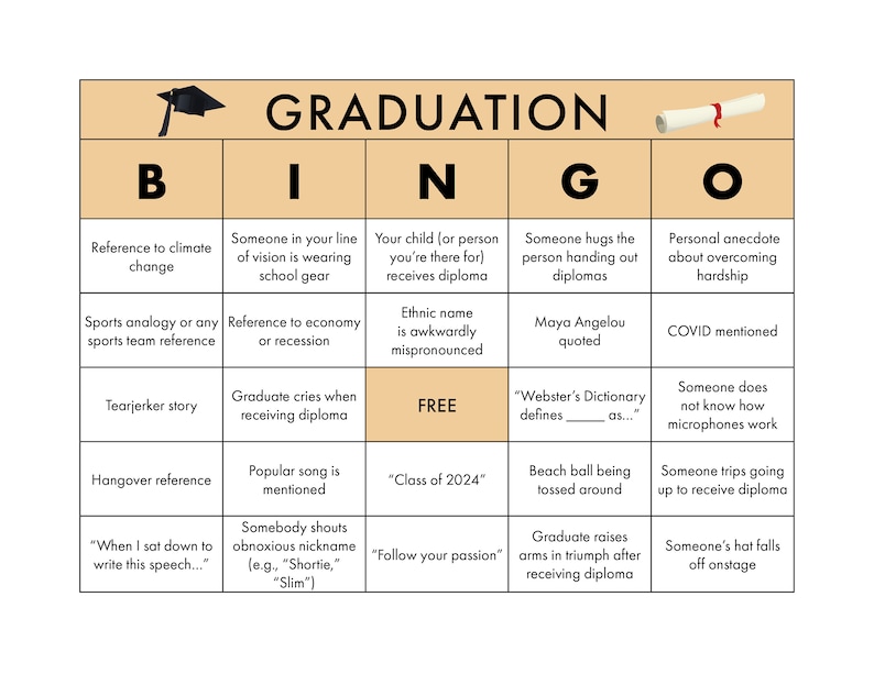 8 Graduation Bingo Cards for College Graduation Ceremonies - A Fun Game ...