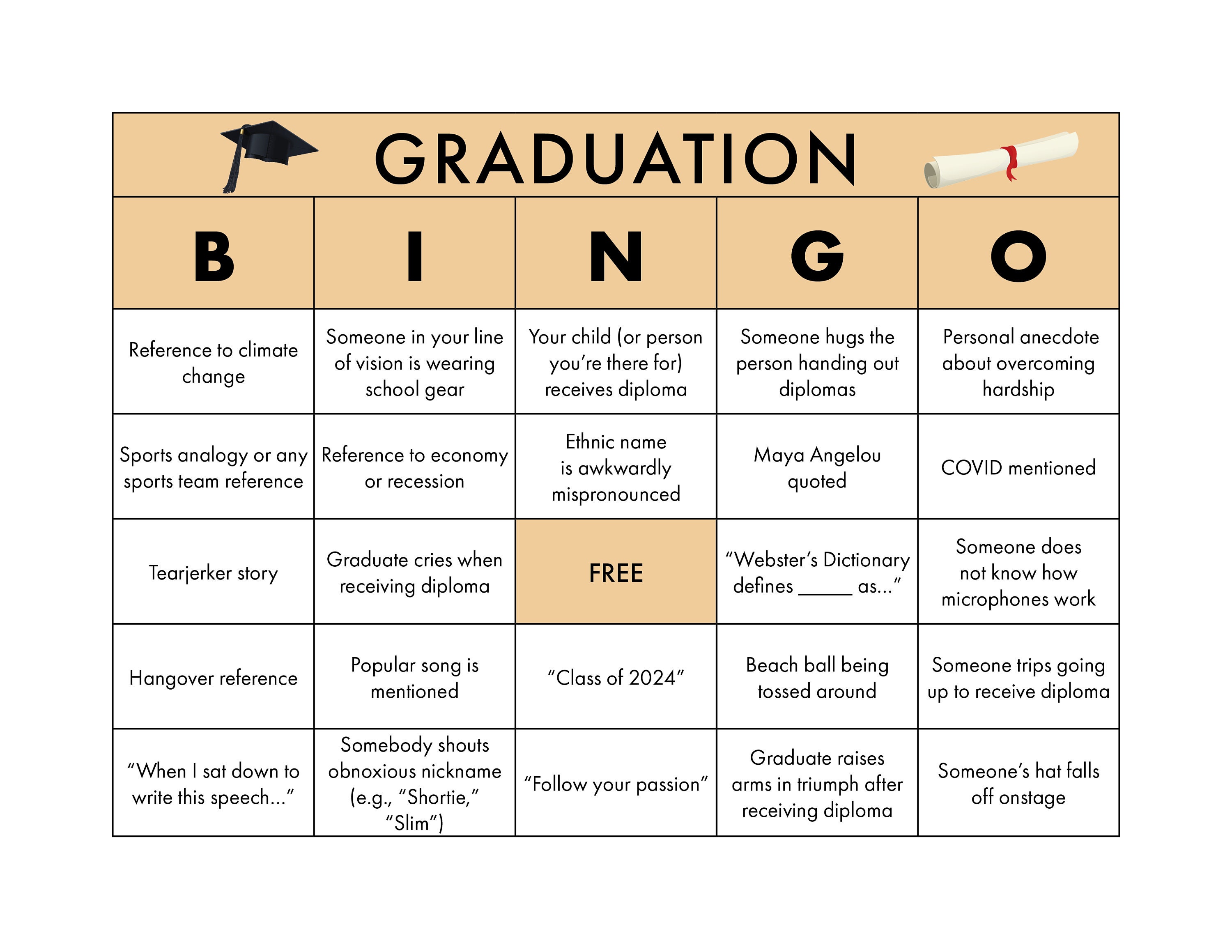 8 Graduation Bingo Cards for College Graduation Ceremonies - A Fun Game to Play With Family ...