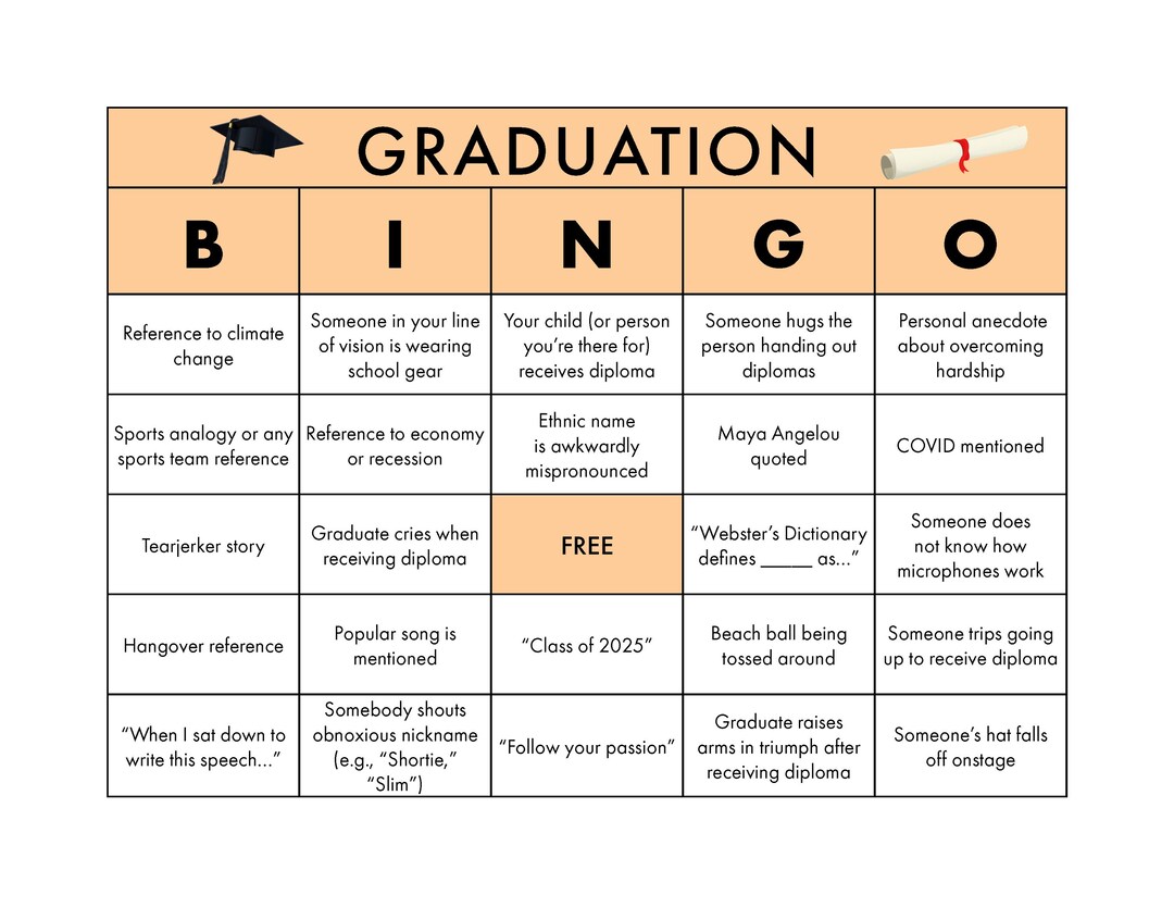 8 Graduation Bingo Cards for College Graduation Ceremonies - A Fun Game ...