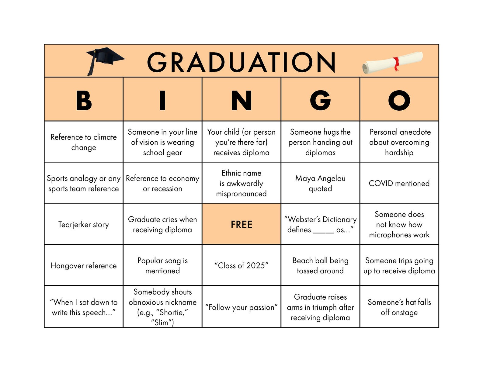 8 Graduation Bingo Cards for College Graduation Ceremonies - A Fun Game ...