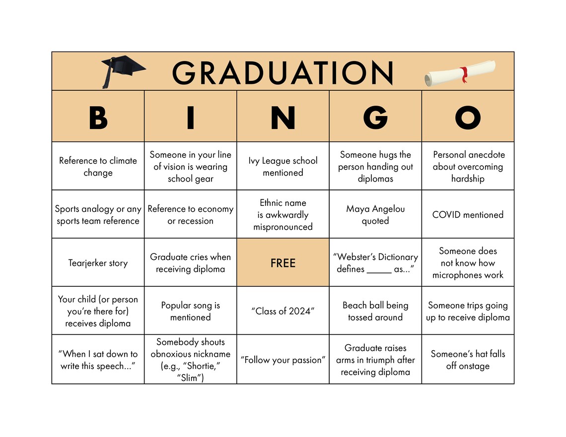 8 Graduation Bingo Cards for High School and Jr. High Graduation ...
