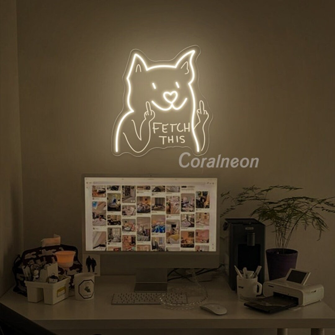 Fetch This Custom Neon Sign Middle Finger Dog Neon Light - Etsy