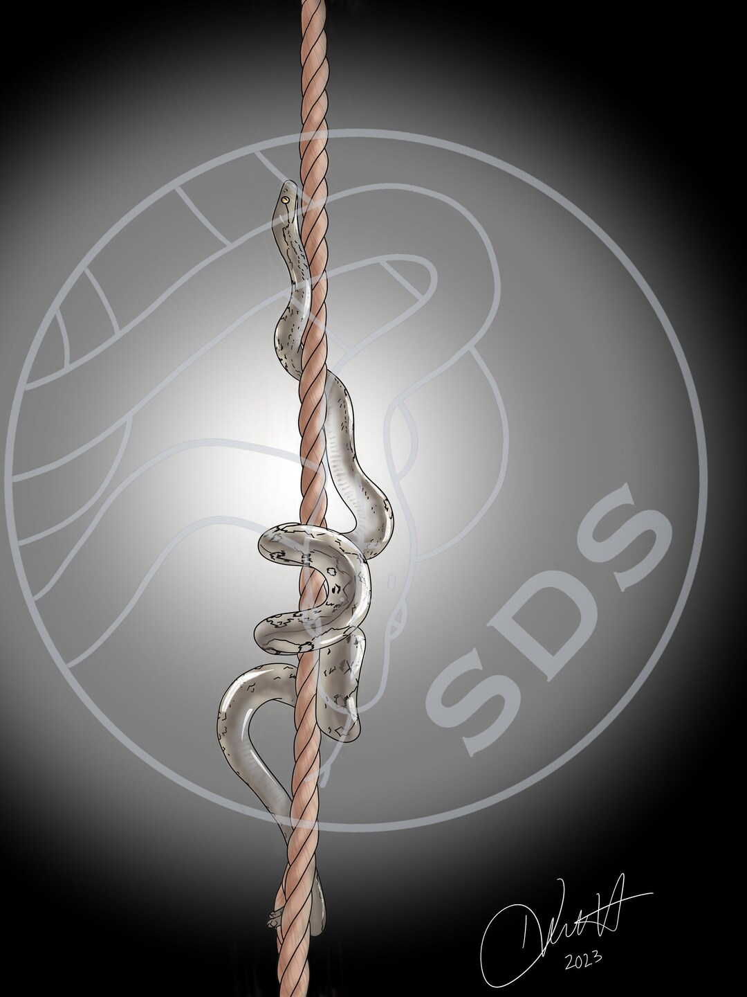 Super Dwarf Reticulated Python Snake Digital Color Art Print Rope Climb ...