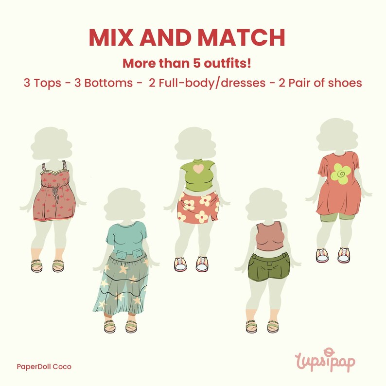 Printable Paper Doll and Clothes - Paperdoll Coco by Lupsipop - Etsy