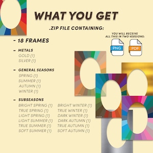 Seasonal Color Analysis Frames/18 Face Frames/digital and Printable/2 ...