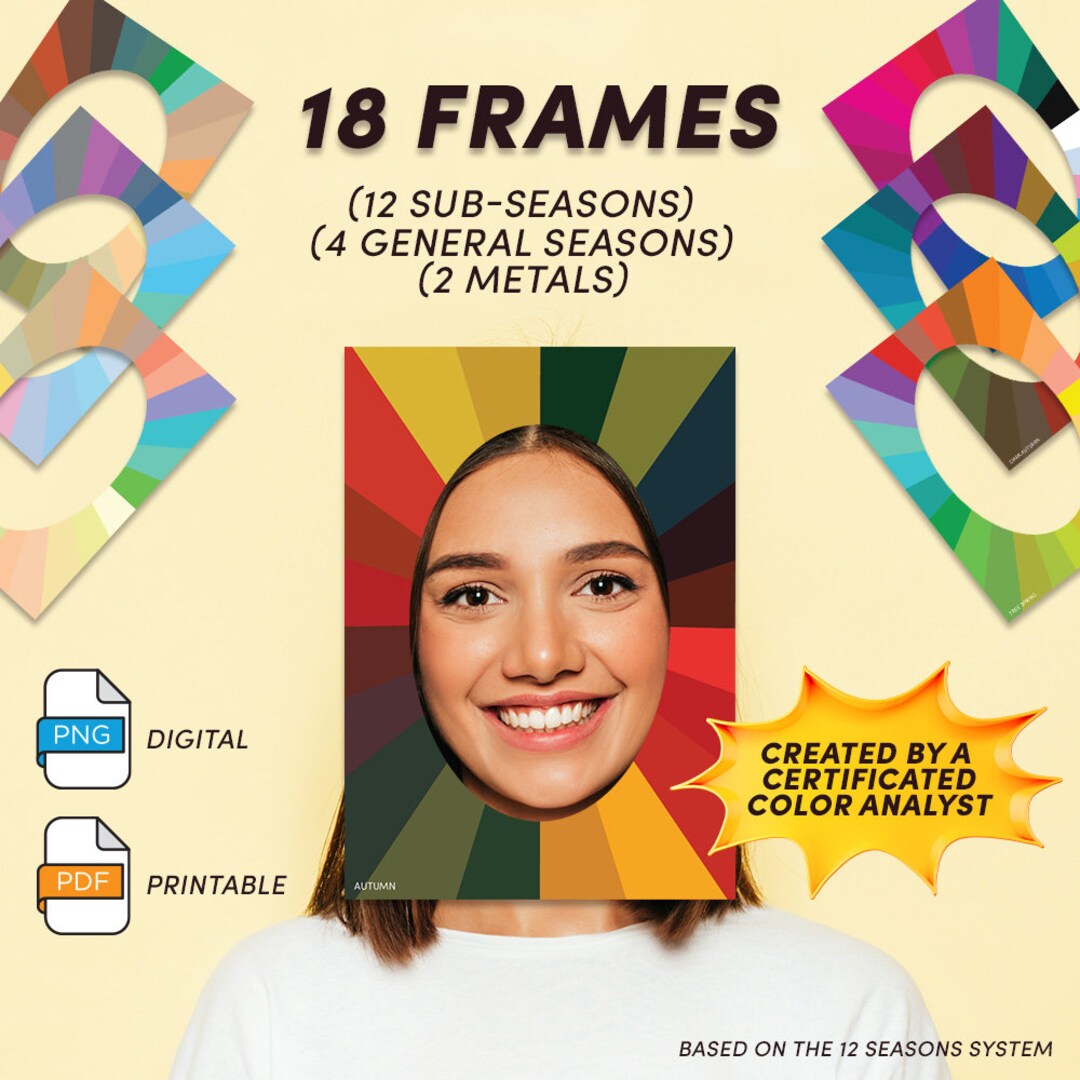 Seasonal Color Analysis Frames/18 Face Frames/digital and Printable/2 ...