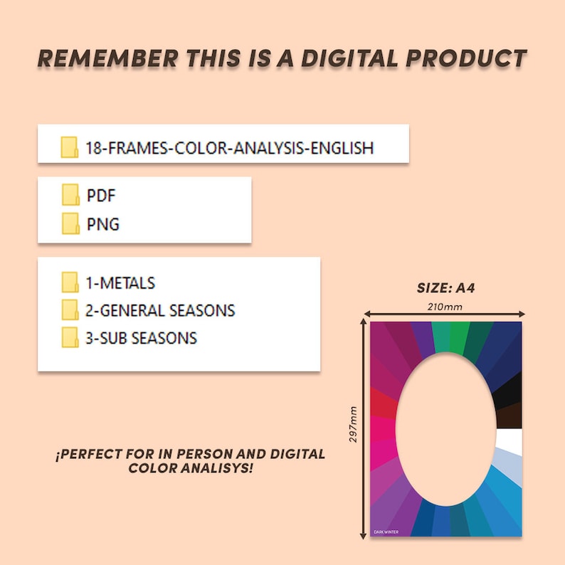 Seasonal Color Analysis Frames/18 Face Frames/digital and Printable/2 ...
