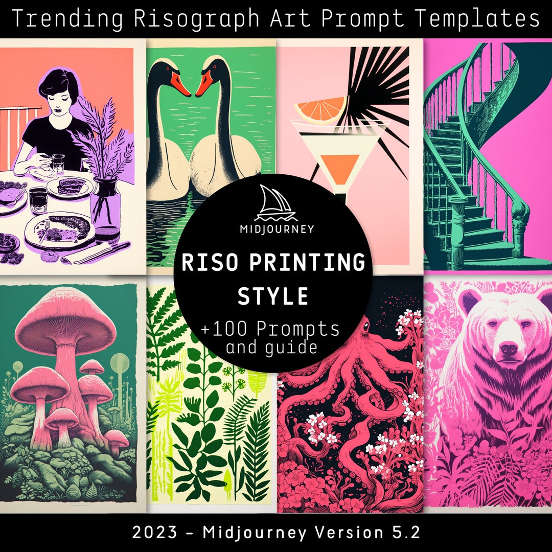 Midjourney Prompts for Riso Art, Poster Prompts, Riso Printing Art, Risograph Printing Prompts ...