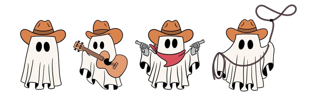 Cowboy Ghosts Sticker Pack Halloween Stickers Cowboy - Etsy