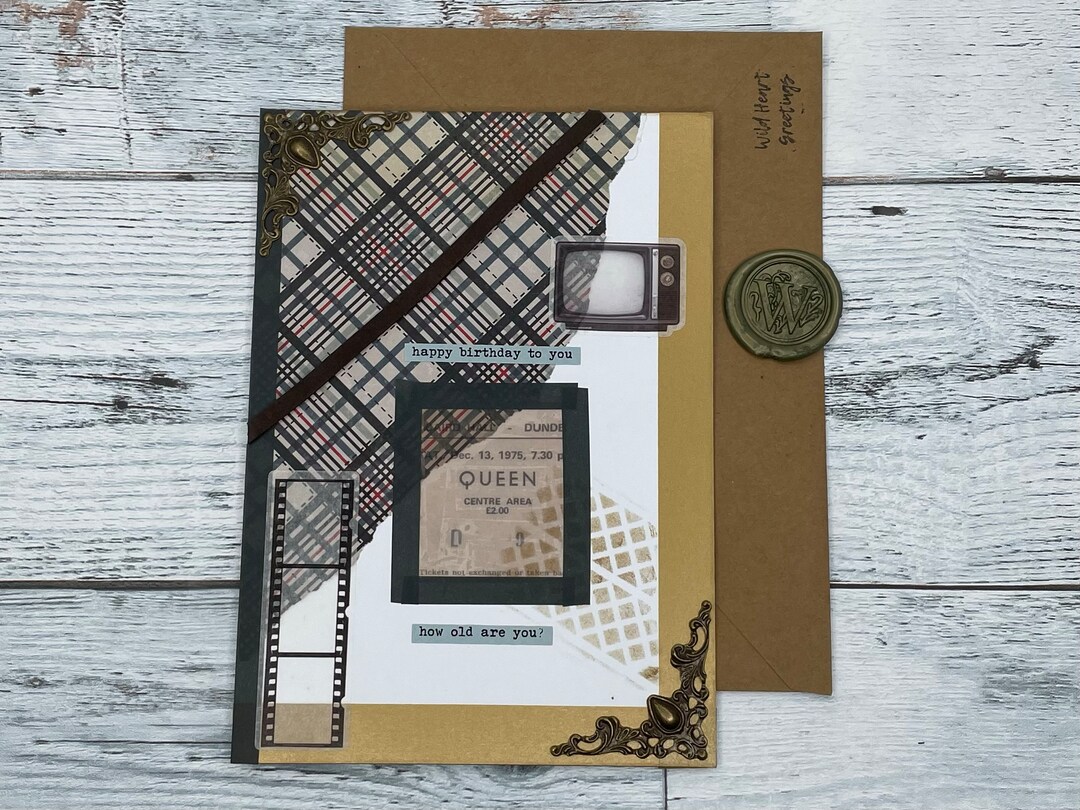 Vintage Inspired Junk Journal Style Masculine Birthday Card, Birthday ...