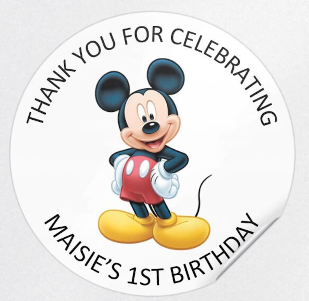 5cm Round Thank You Stickers Micky Mouse Loot Sticker Party Bag Sticker ...