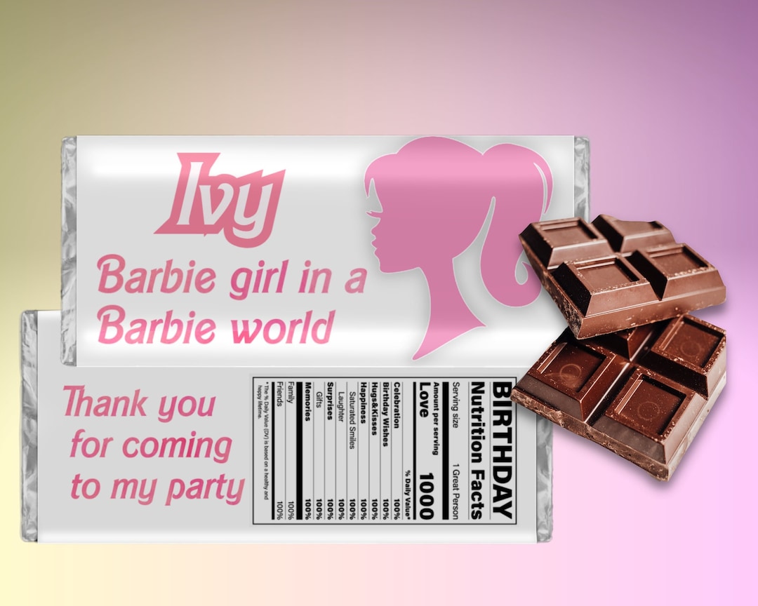 Barbie Chocolate Wrapper Instant Download Canva Editable Barbie Girls ...