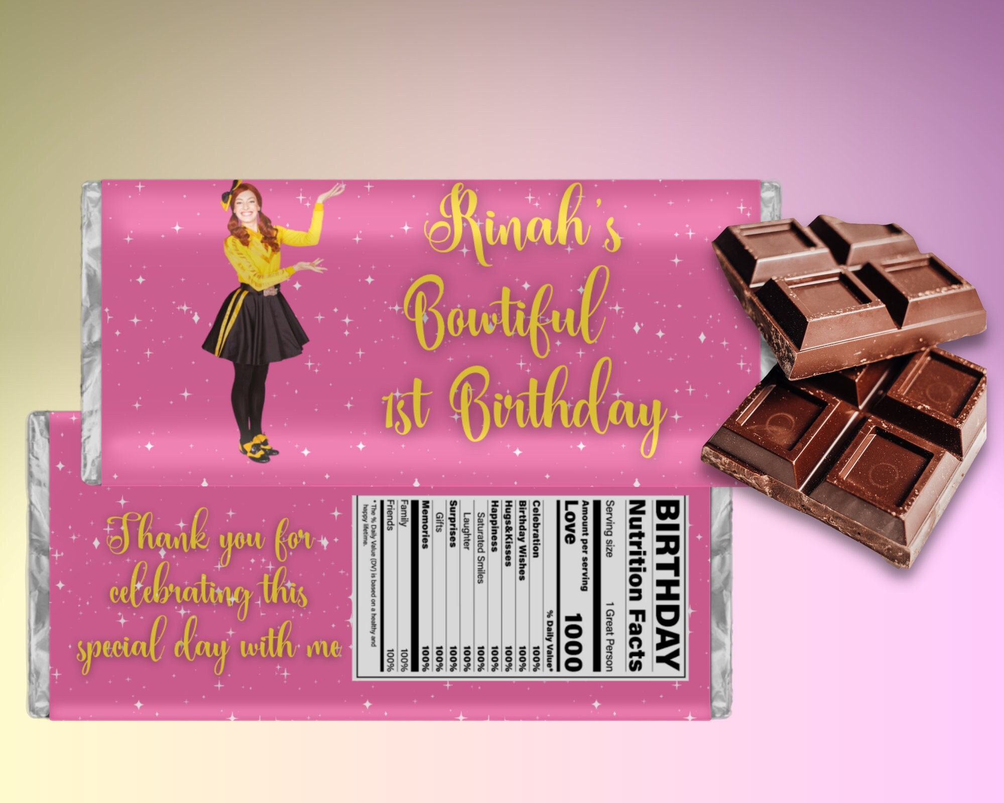 Emma Wiggles Bowtiful Chocolate Wrapper | Editable Canva Template ...