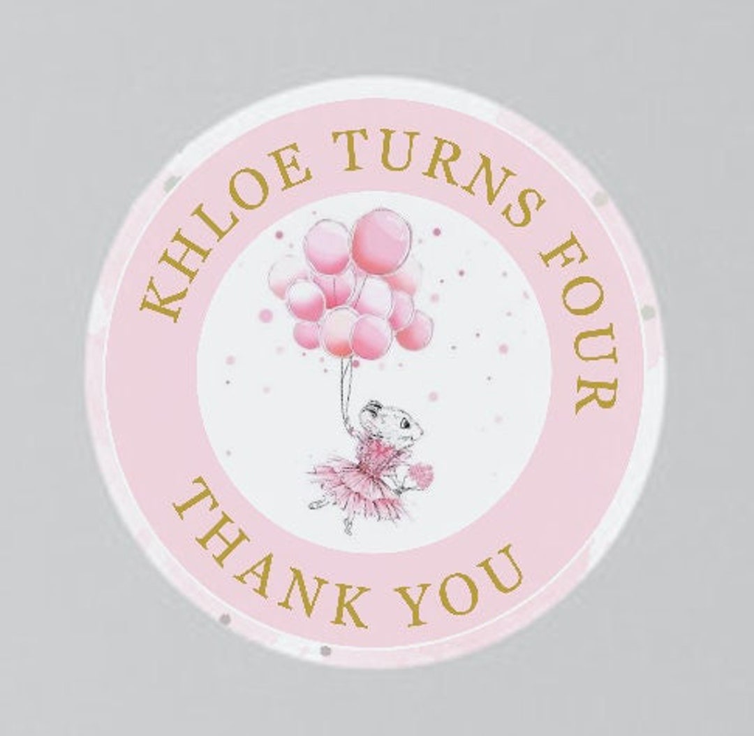 5cm Round Thank You Stickers Claris Loot Sticker Girls Party Bag ...