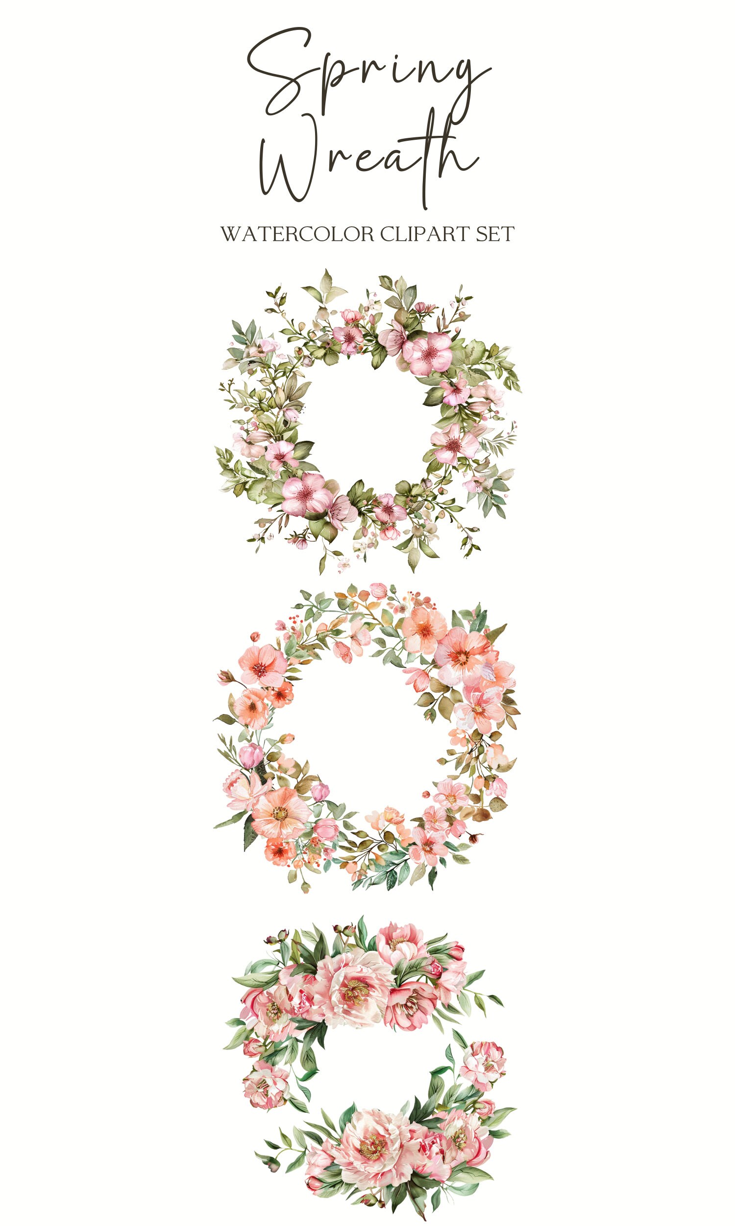 Floral Wreath Clipart-spring Wreath Png-watercolor Floral Clipart ...