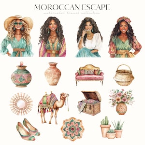 Watercolor Moroccan Clipart, Middle East Clip Art, Summer Clipart ...