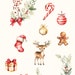 Cute Watercolor Christmas Clipart, Red and Gold Christmas PNG ...