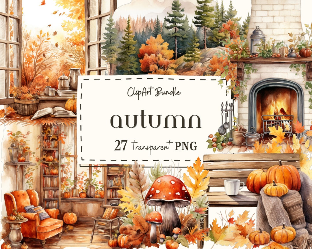 Autumn Scenes-watercolor Fall Clipart Set-fall Clipart-fall ...