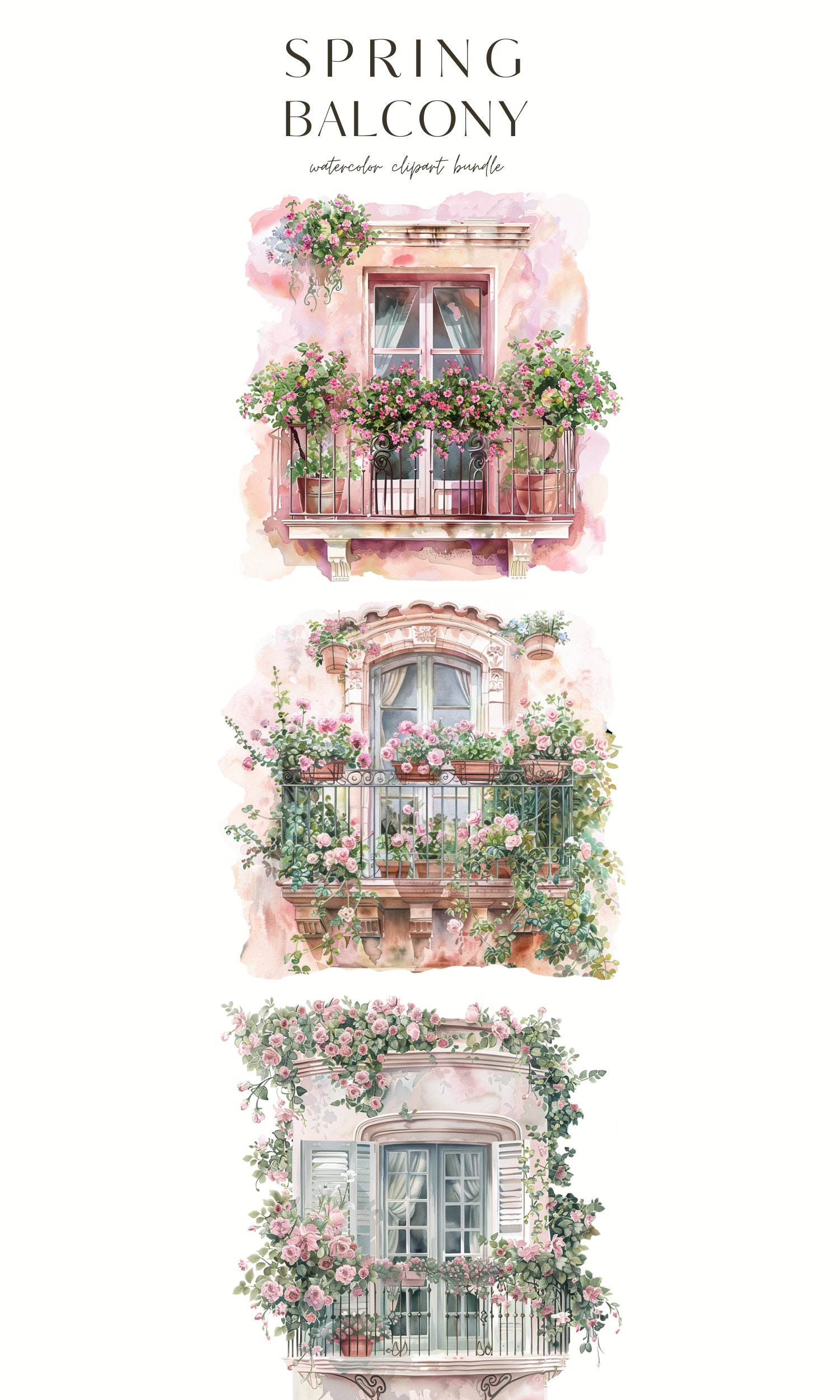 Watercolor Spring Balcony, Spring House, Spring Clipart, Spring PNG ...