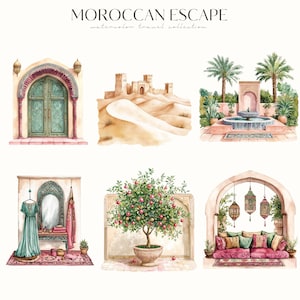Watercolor Moroccan Clipart, Middle East Clip Art, Summer Clipart ...