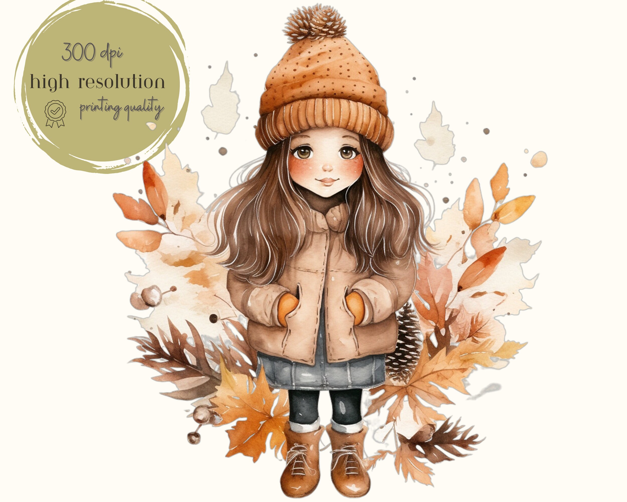 Autumn Girls Clipart Set-cozy Autumn Kids-watercolor Autumn - Etsy