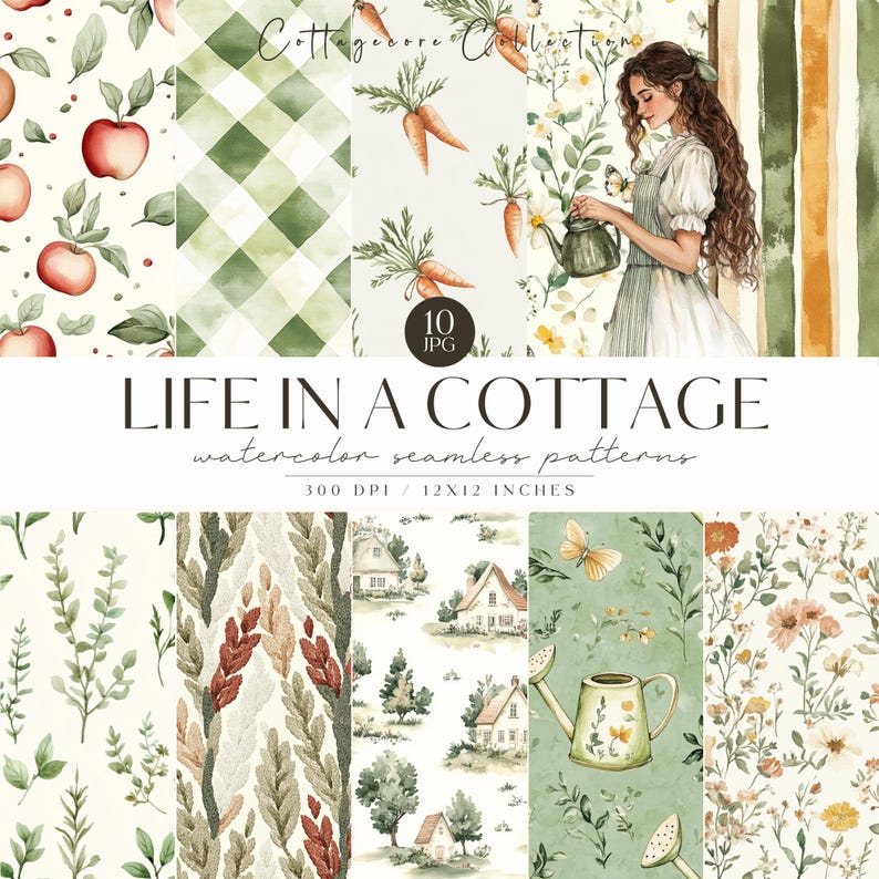 Cottagecore Seamless Pattern, Floral Pattern, Cozy Summertime ...