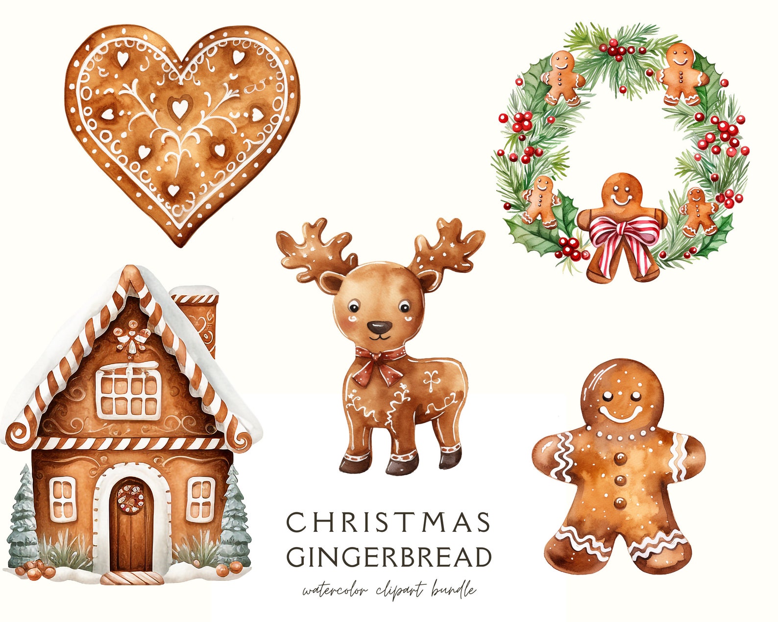 Cute Christmas Gingerbread Clipart, Gingerbread House, Winter Clipart ...
