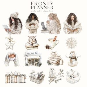 Planner Clipart, Winter Clipart, Book Lover, Winter Season, Digital ...