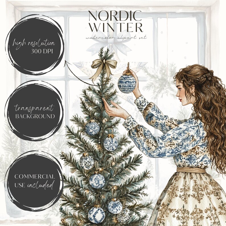Cozy Winter Clipart, Bluey PNG Bundle, Watercolor Nordic Winter ...
