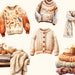 Autumn Sweaters-watercolor Cozy Autumn Clipart-sweater Clipart-books ...