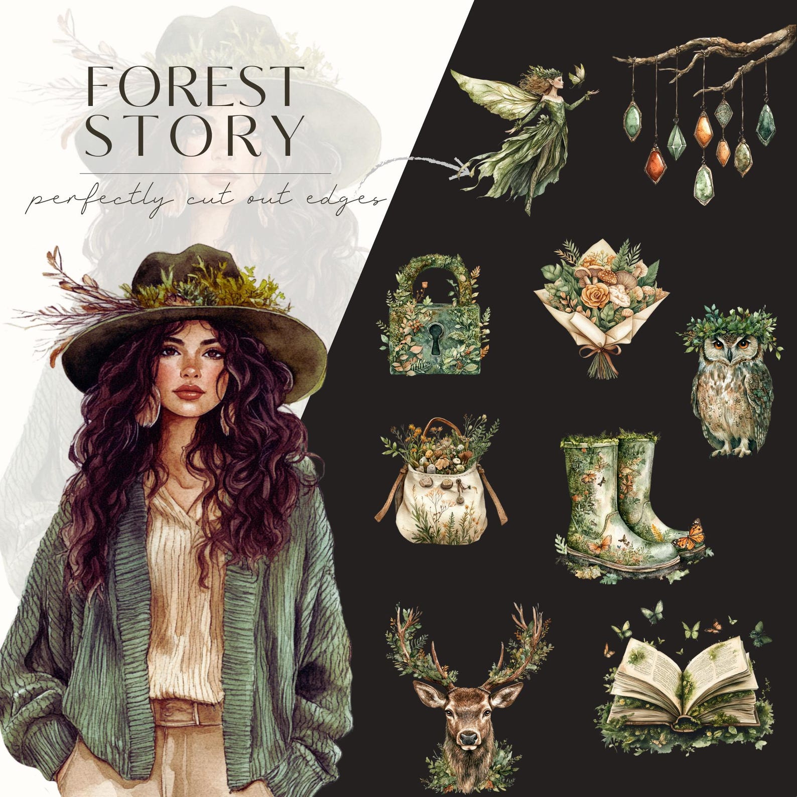 Magical Forest Clip Art, Woodland Animals, Enchanted Forest, Magic ...