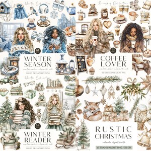Cozy Winter Clipart, Cozy Christmas Clipart, Large Clipart Bundle, XX ...