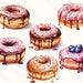 48 Watercolor Donuts Art, Donuts Clipart, Dessert Clipart Bundle, Sweet ...