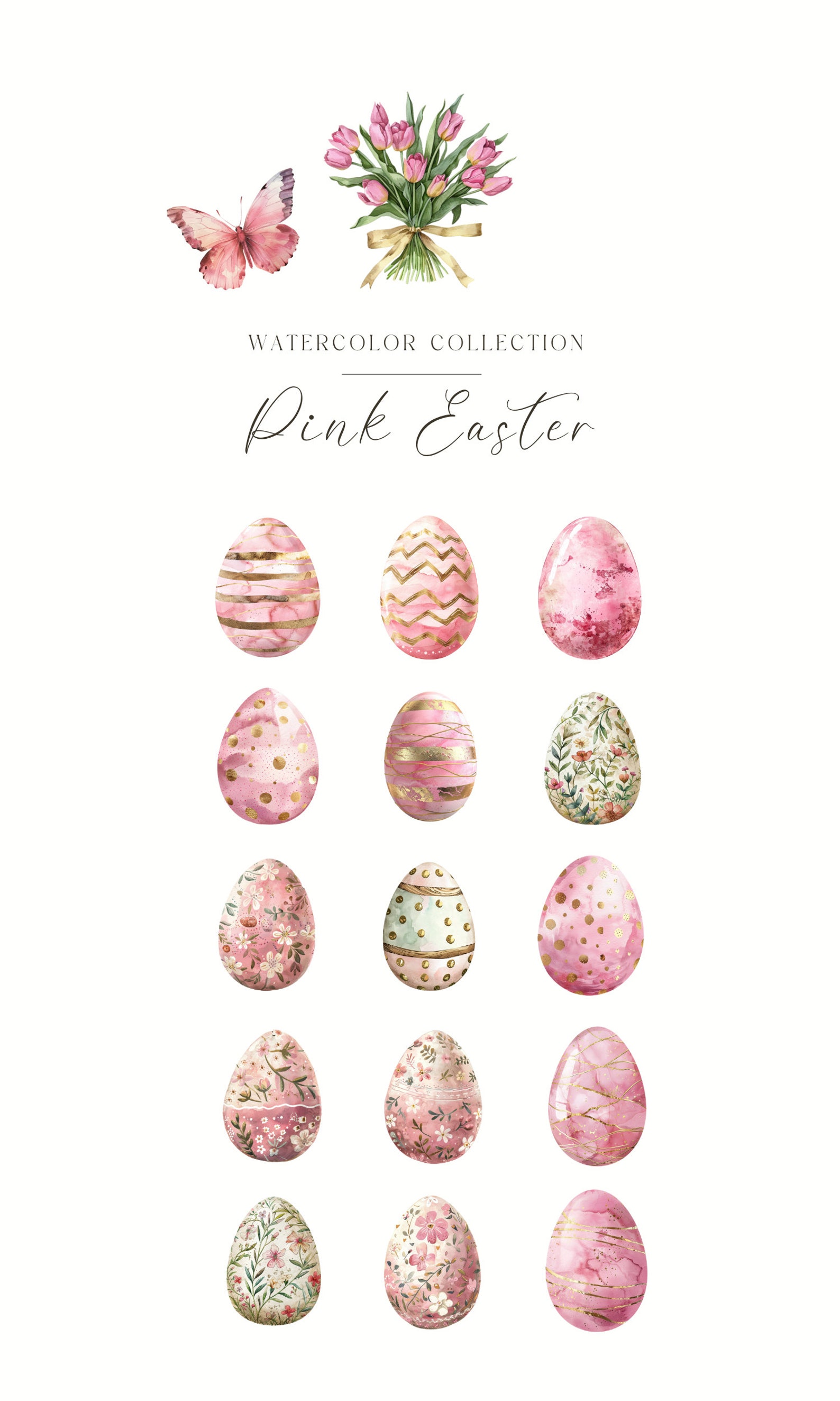 Pink Easter Eggs Bunny Clipart-easter Graphics-pastel Easter-spring Png ...