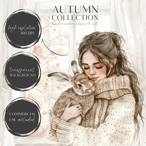 Cozy Autumn Large Bundle, Watercolor Neutral Fall Clipart, Seasonal PNG ...